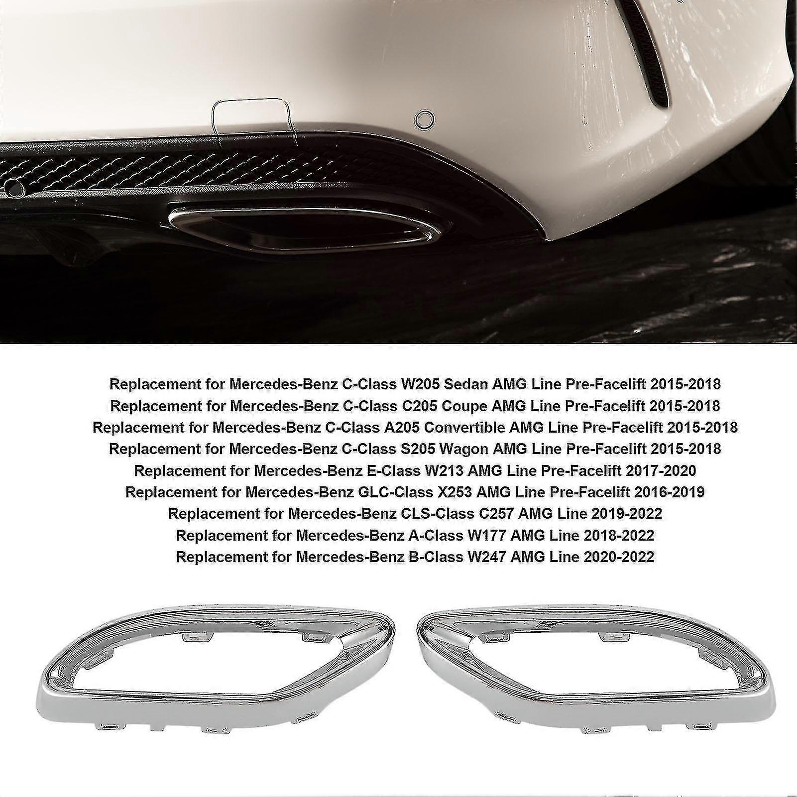 Chrome Exhaust Tip Cover Trims for Mercedes-Benz A B C E GLC CLS Class ...