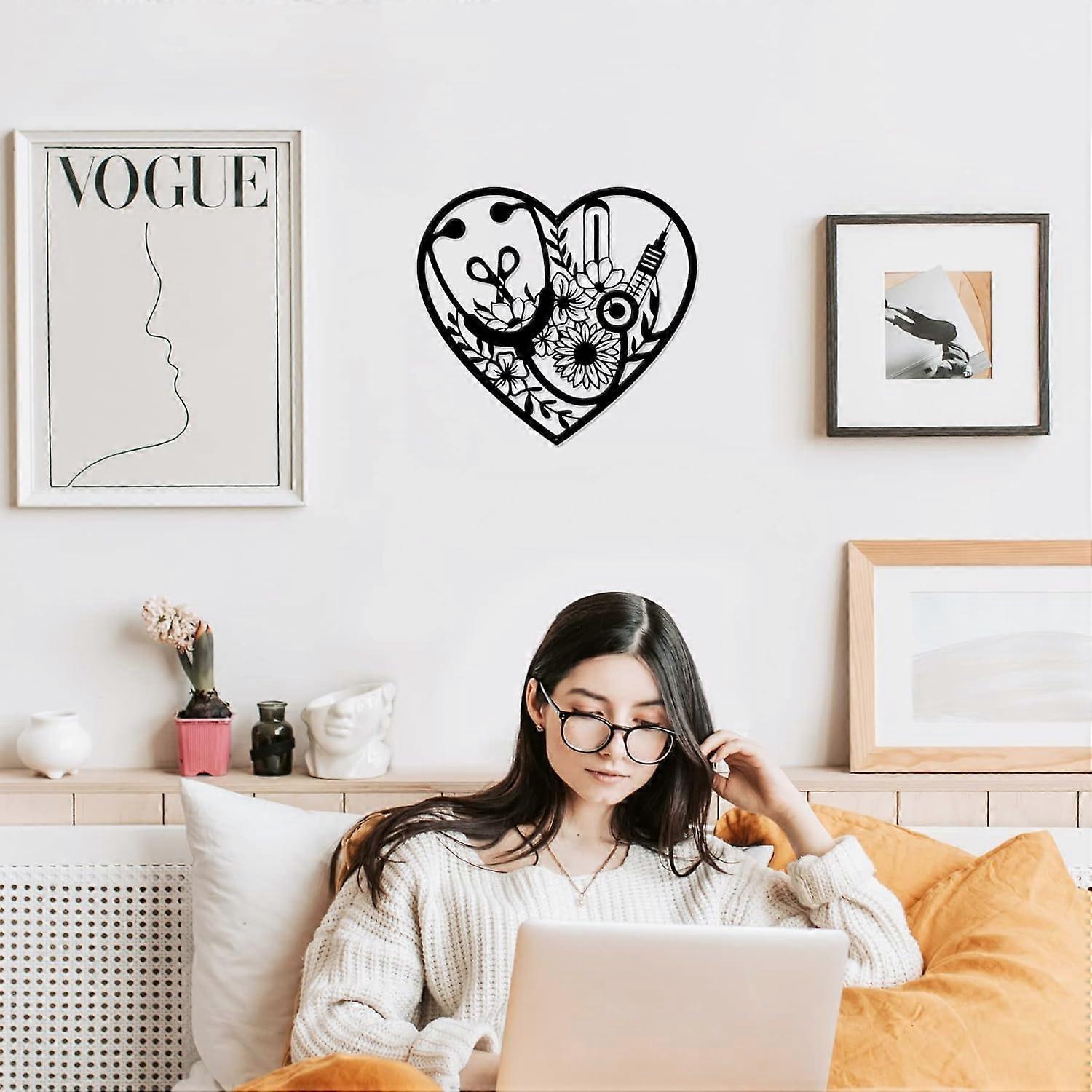 10.87x11.81inch Heart Shape Nursing Love Theme Welcome Door Sign Iron ...