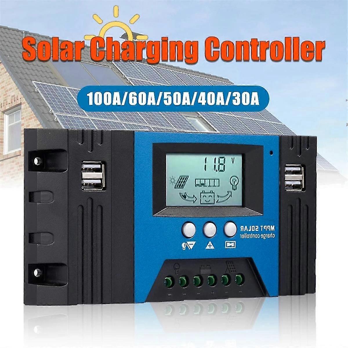 100a Mppt Solar Charge Controller Dual Usb Lcd Display 12v/24v Auto ...