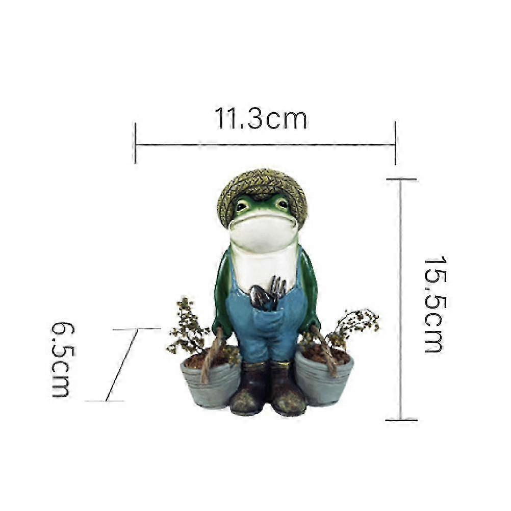 Trädgårdsskulptur Rolig harts groda Blomkruka Trädgård Konstfigurer för ...