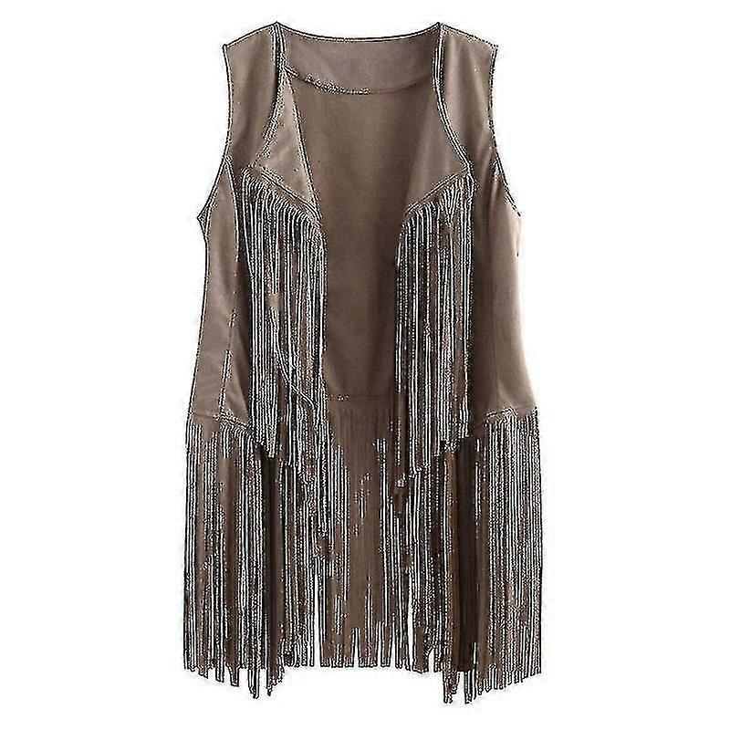 Treingi 1920s Womens Cowboy Cowgirl Tassel Waistcoat Sleeveless Vest ...