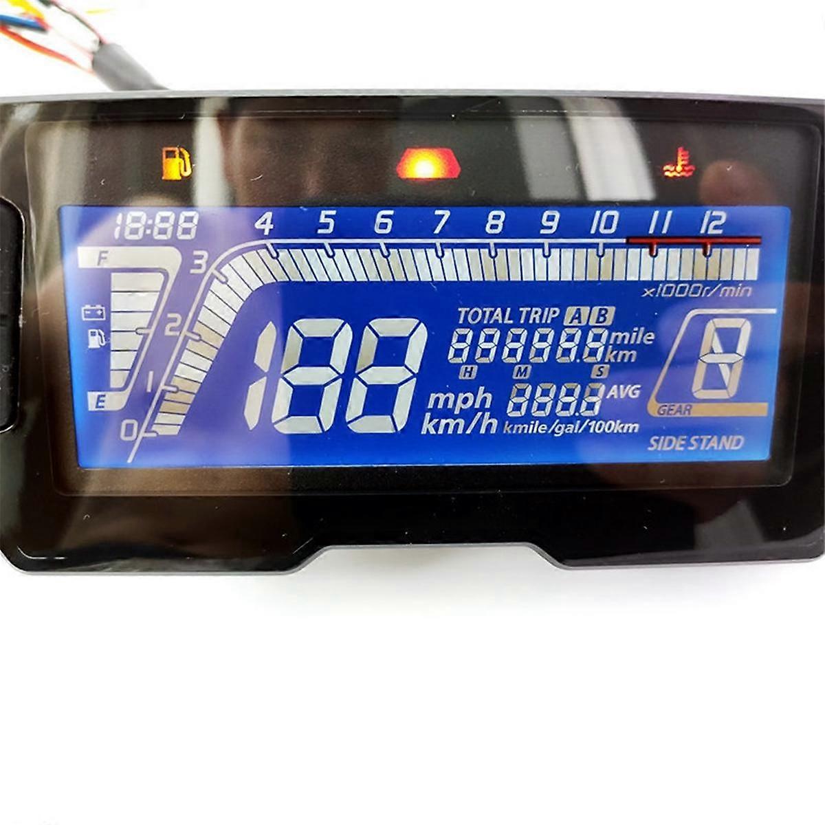 LED 12000RPM 6 Gear Universal Motorcycle LCD Digital Speedometer ...