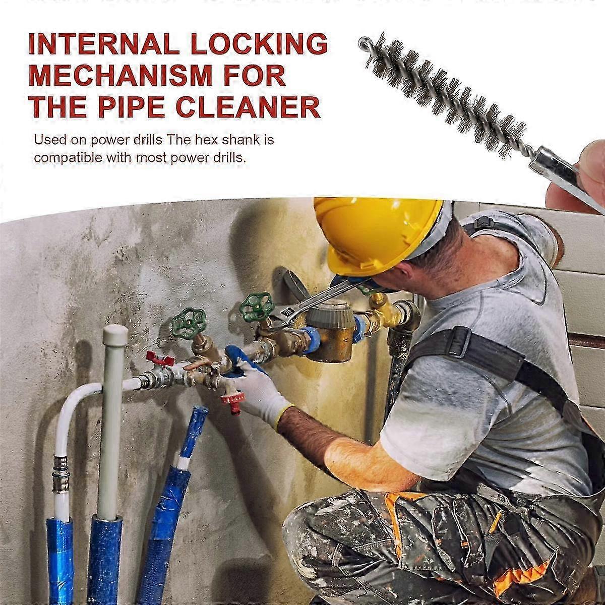 Copper Pipe Cleaner Set for Power Drill, Tube Cleaning Brush, Cleans ...