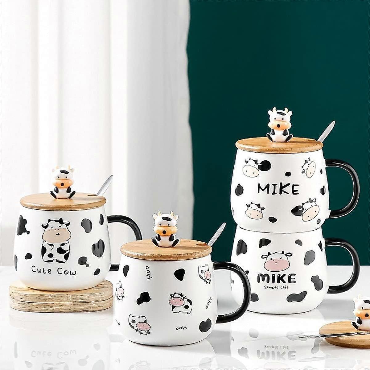 Cute Cow Mug Gifts Kawaii Cup Cow Coffe Mugs with Lid and Spoon Cow ...