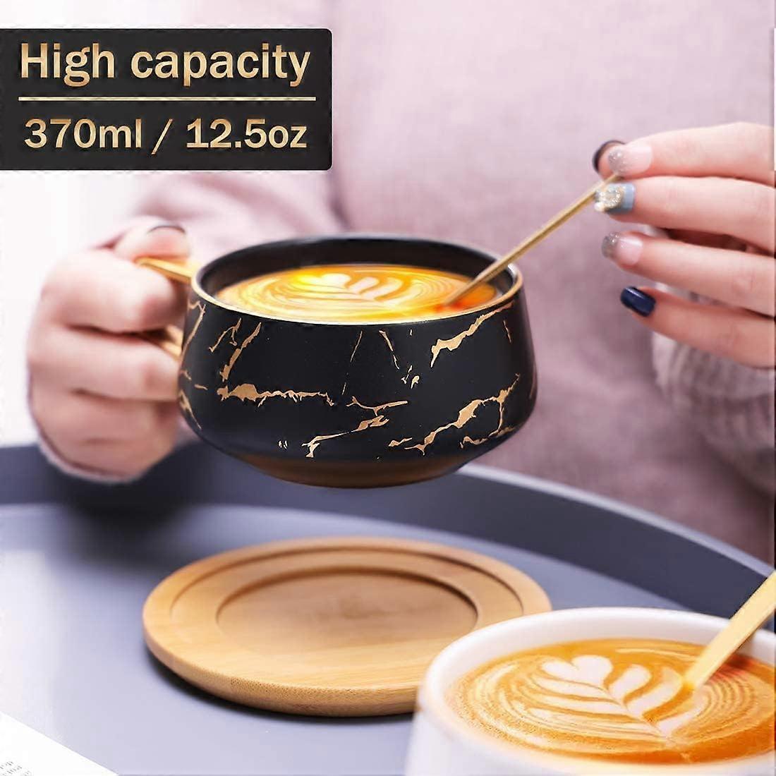 pieces cappuccino cups with saucer, marble cup, 300 ml porcelain ...