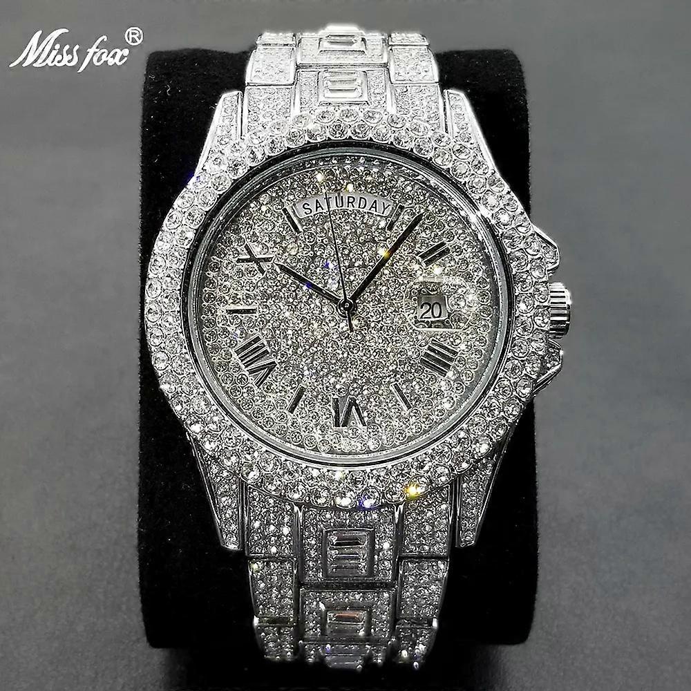 Full Iced Out Watch For Men Lyx Guld Hip Hop Diamond Quartz Mens ...
