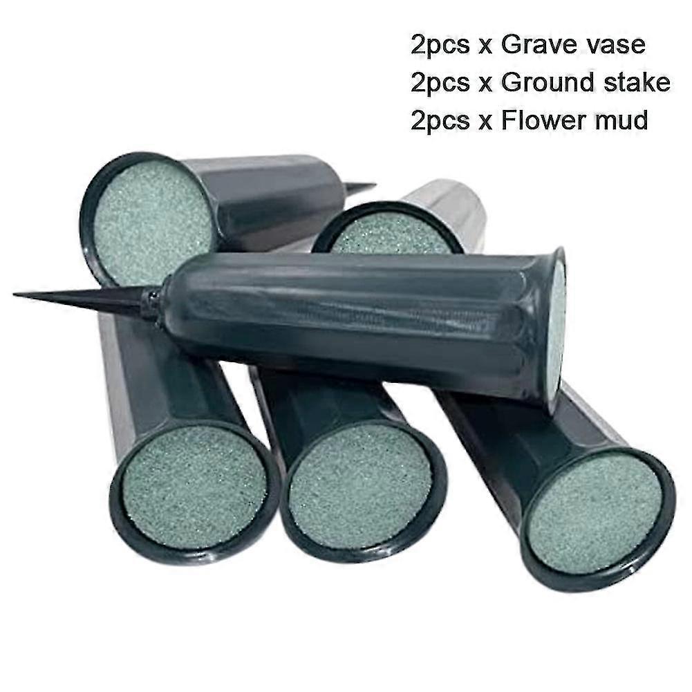 2pcs Solid Sponge Liner Grave Vase Memorial Flower Ground Stake Funeral ...