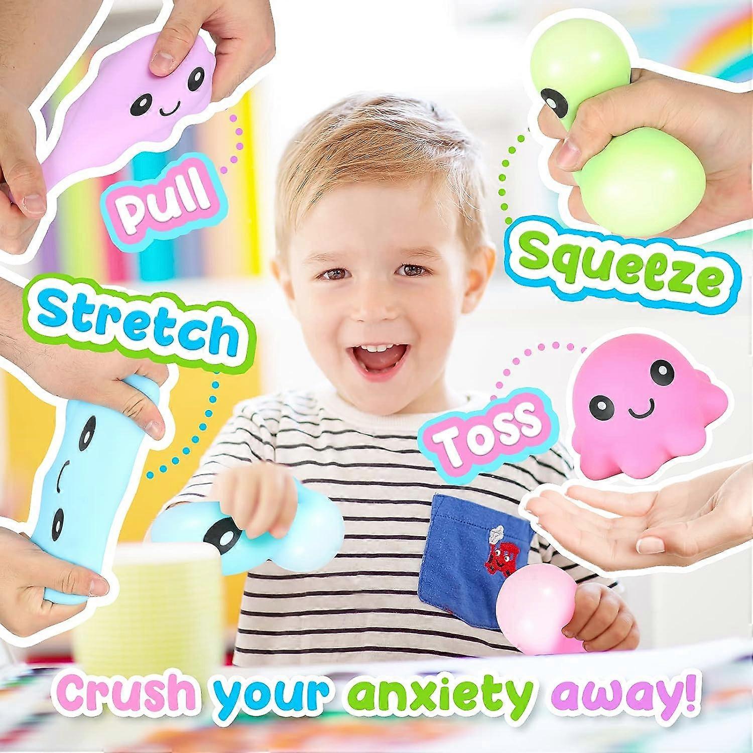 Stress Ball voor kinderen, Octopus Nedo Soft Fidget Stress Ball 4 Pack ...