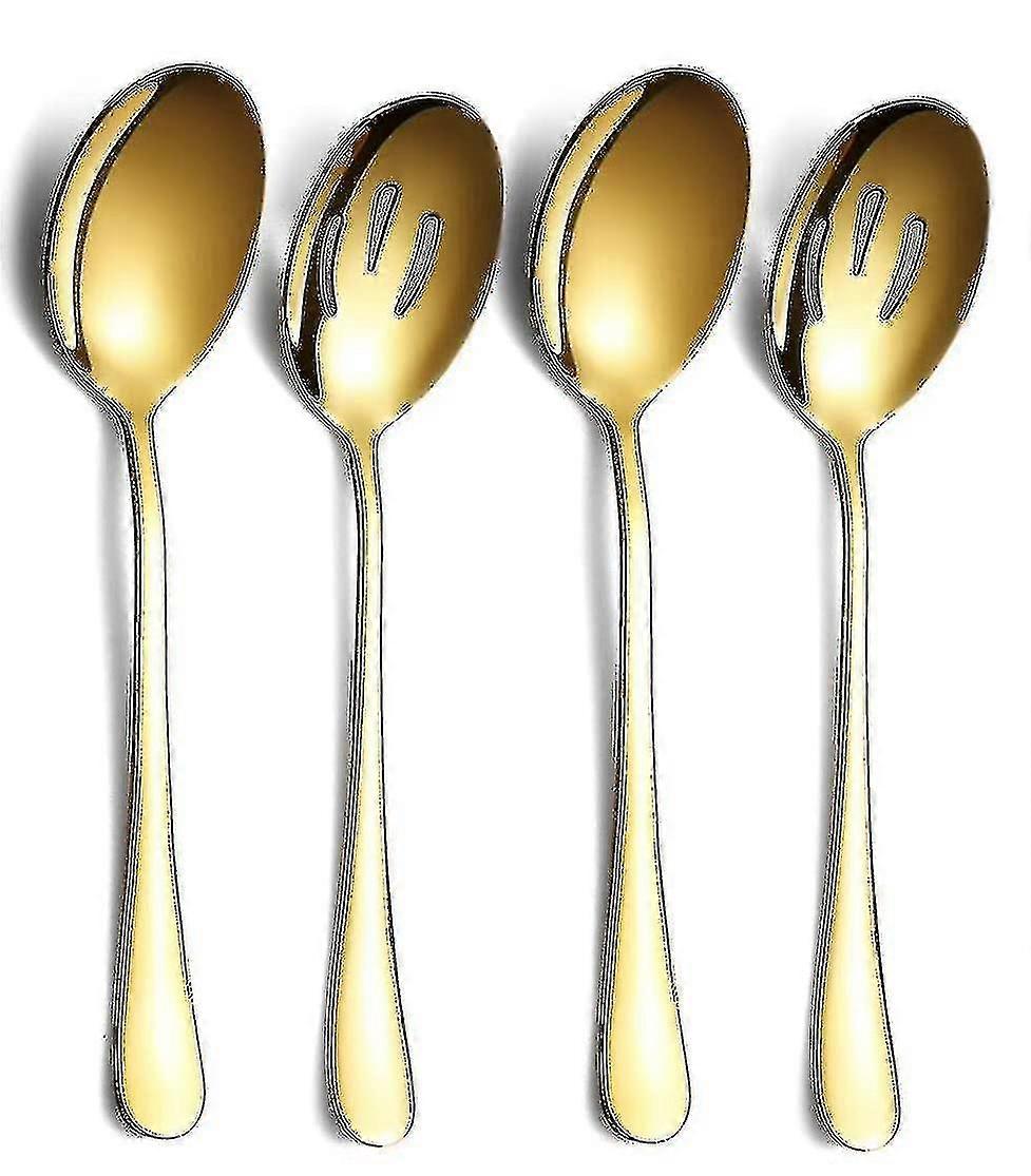 Gold Serving Spoons 4 Pcs, Includ 2 Serving Spoons 2 Slotted Spoons | Fruugo UK