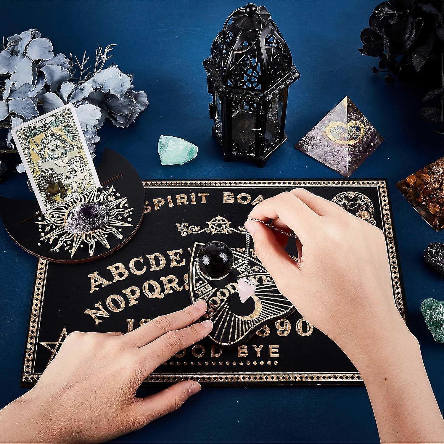4Pcs Spirit Board Kit Tarot Card Holder Stand Pendulum Board Wooden ...