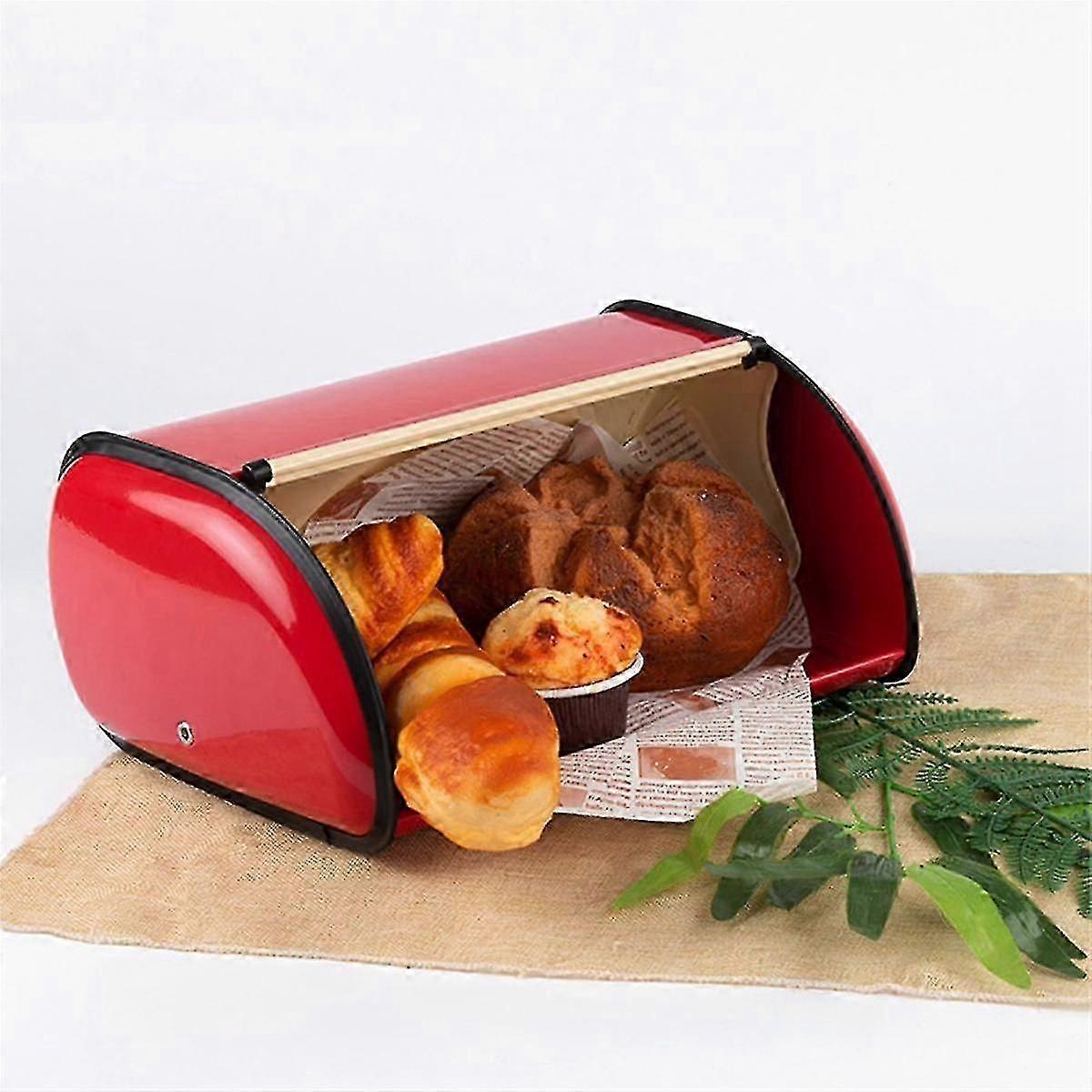 Metal Bread Box Roll Top Metal Bread Bin Bread Storage Bread Holder ...
