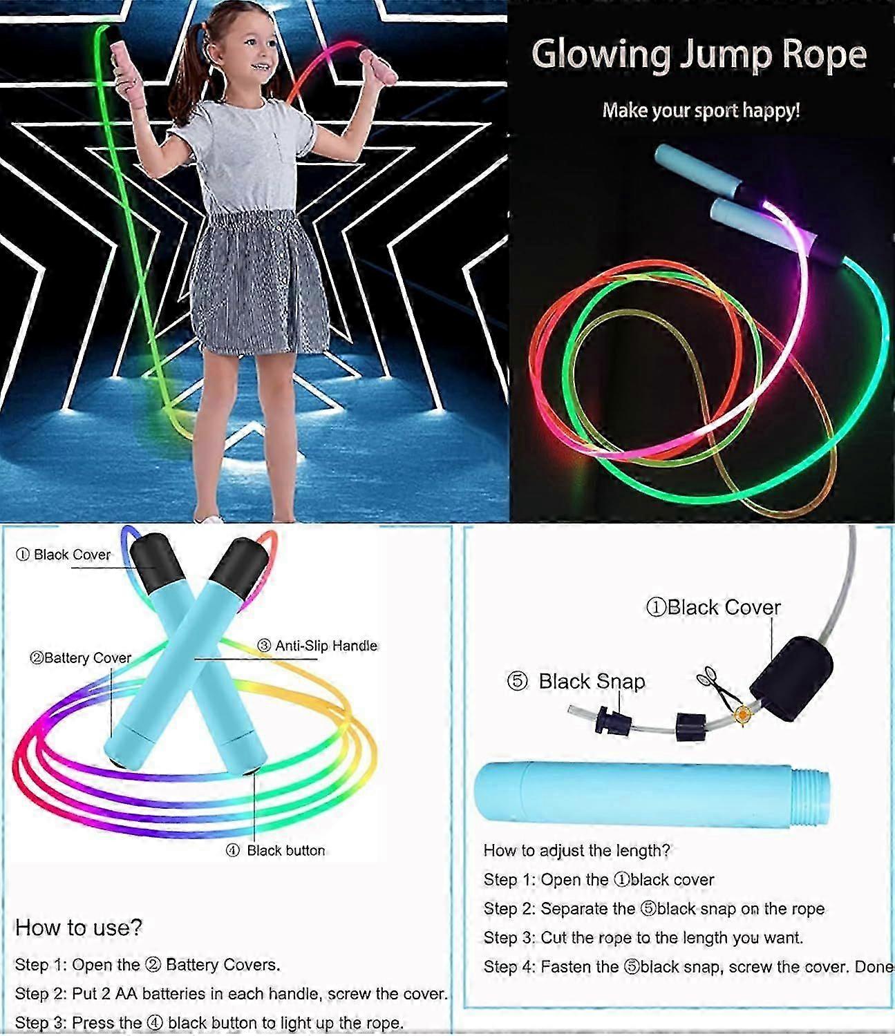 LED Light Up Skipping Rope for Kids Boys Girls, Luminous Skipping Rope ...