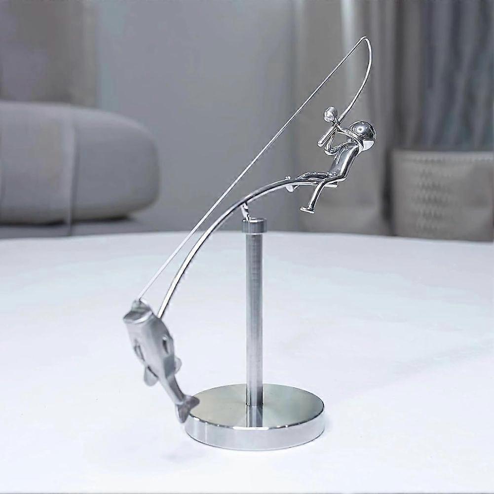 Fisherman Kinetic-Balancing Desk Toy Elegant Metal Sculpture for Stress ...
