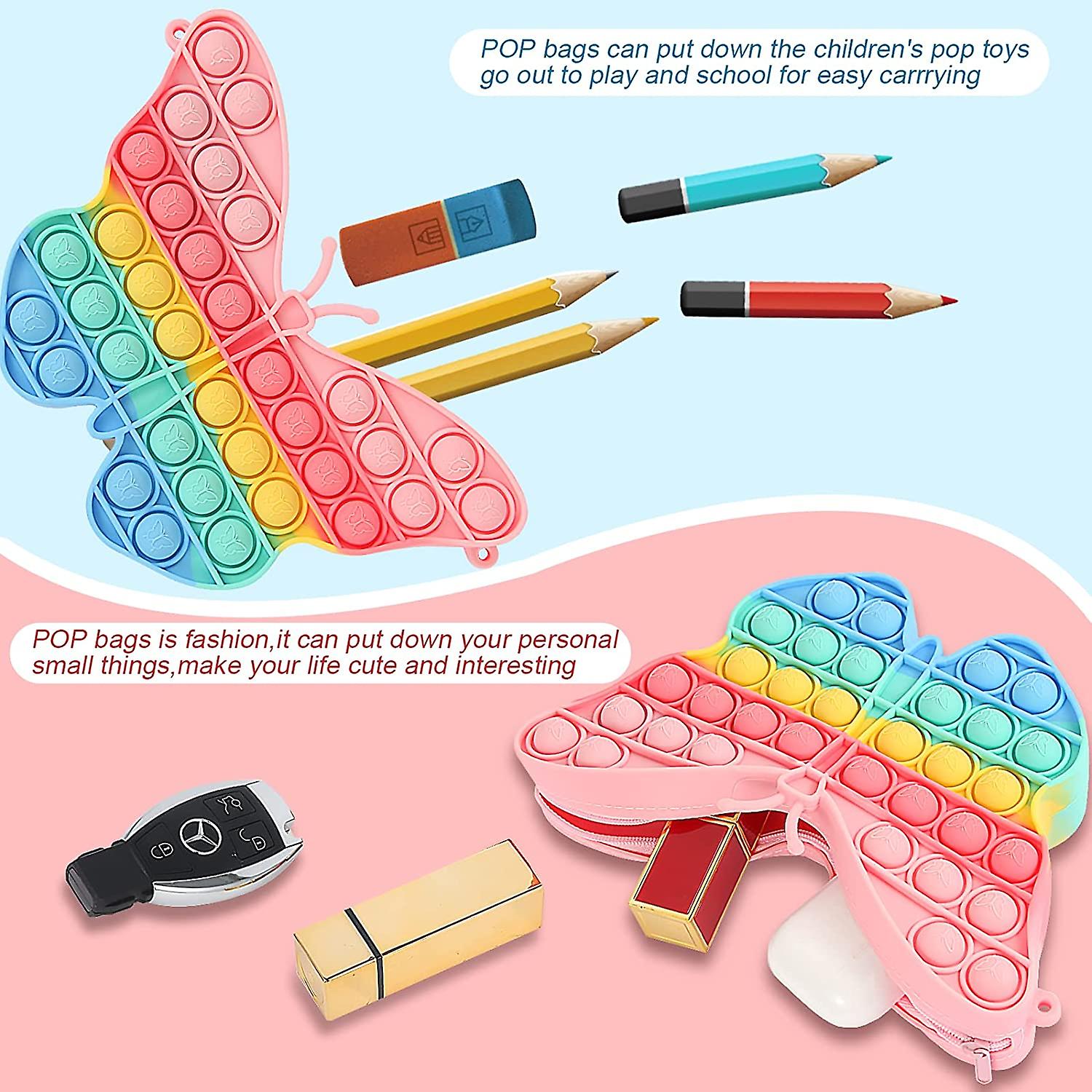 Pop Fidget Purse for Girls, Fidget Toys Bag Push Bubble Popper Handbag ...