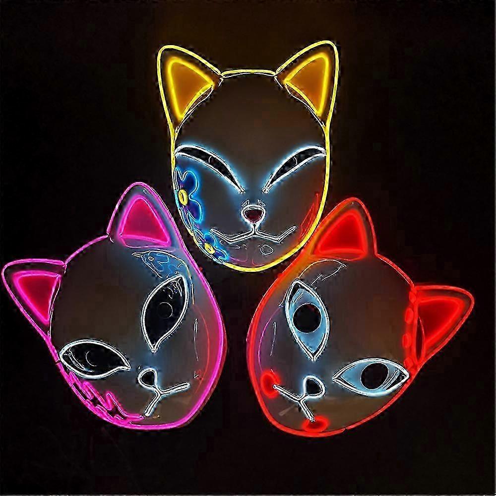 Demon Slayer Glowing El Wire Mask Anime Characters Cosplay Costume ...