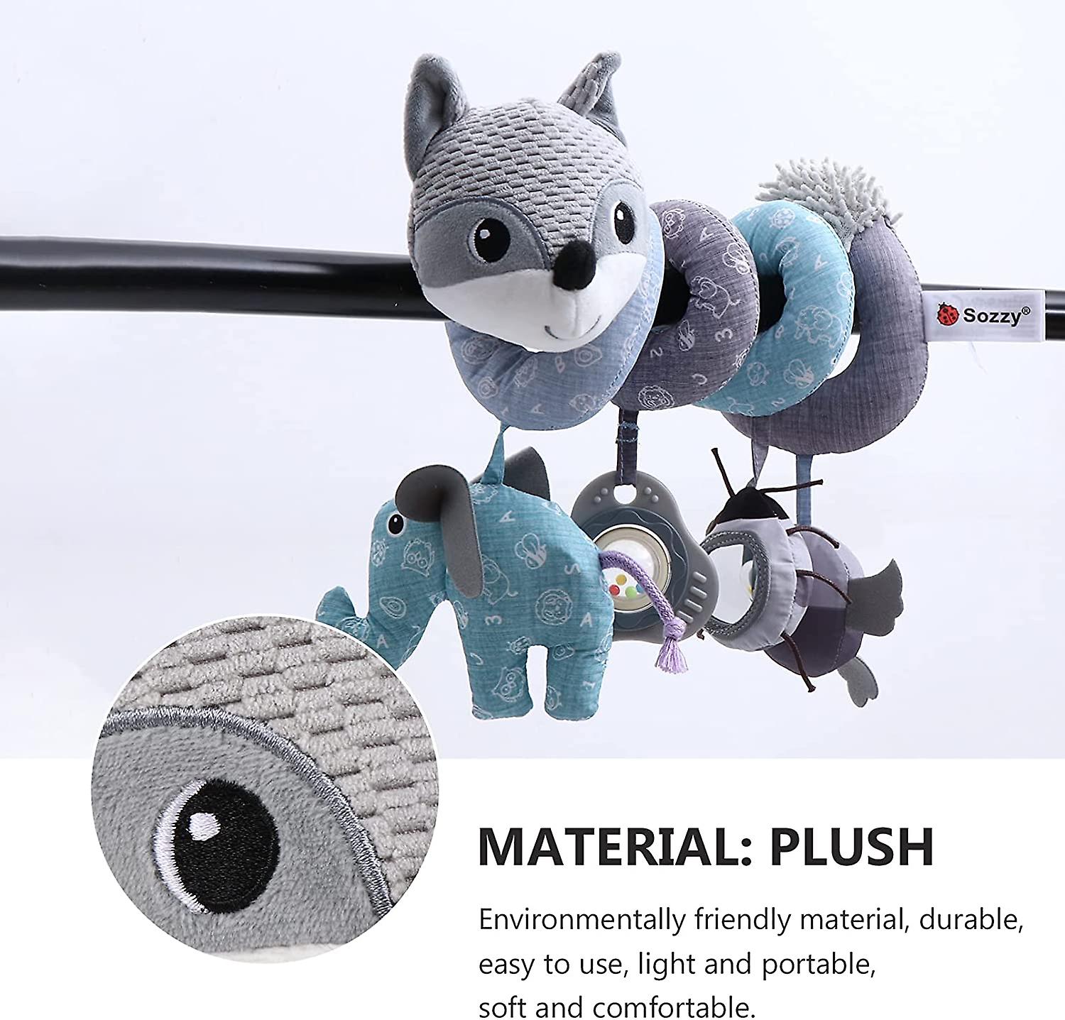 Musical Activity Spiral Car Seat Toys Animal Fox Plush Toy Cot Pram ...