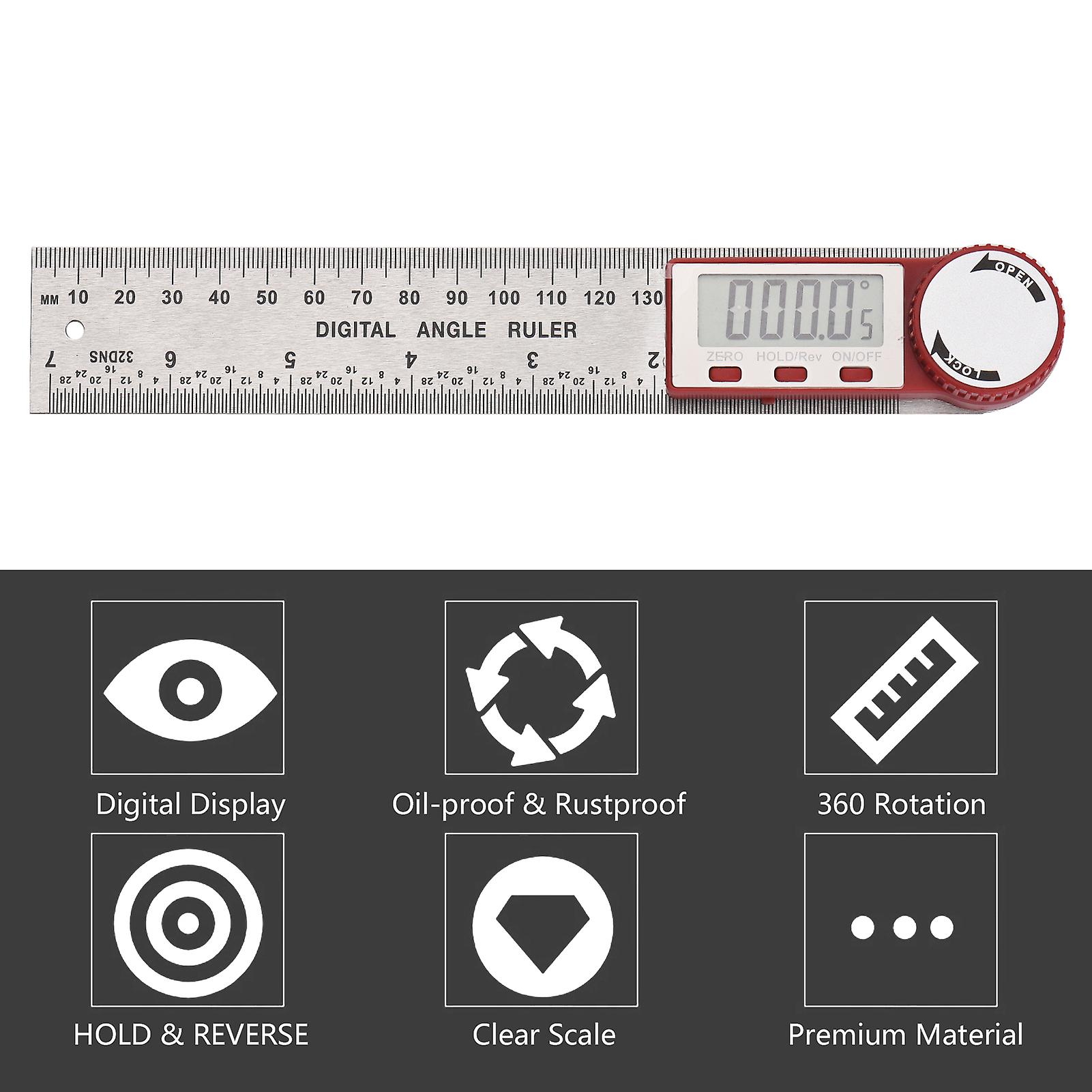 Digital Angle Finder Ruler 7inch/ 200mm Stainless Steel Angle Finder ...