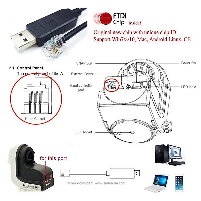 Usb To Rj11 Rj12 6p4c Adapter Serial Control Cable Eqmod Cable For ...