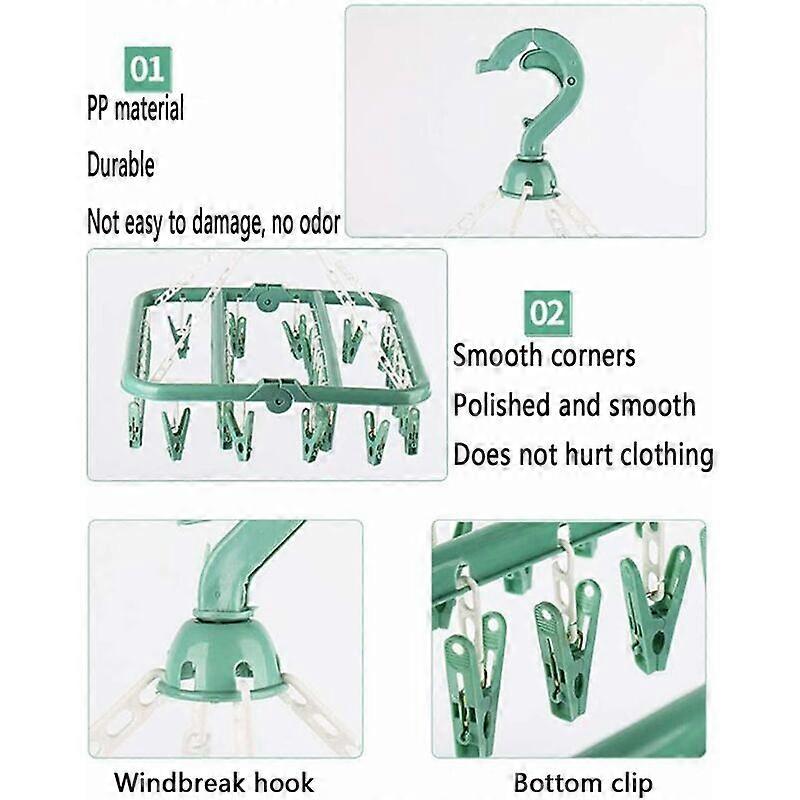 Sock Drying Rack, 2PCS Hanging Laundry Drying Rack Clips Portable Dryer ...