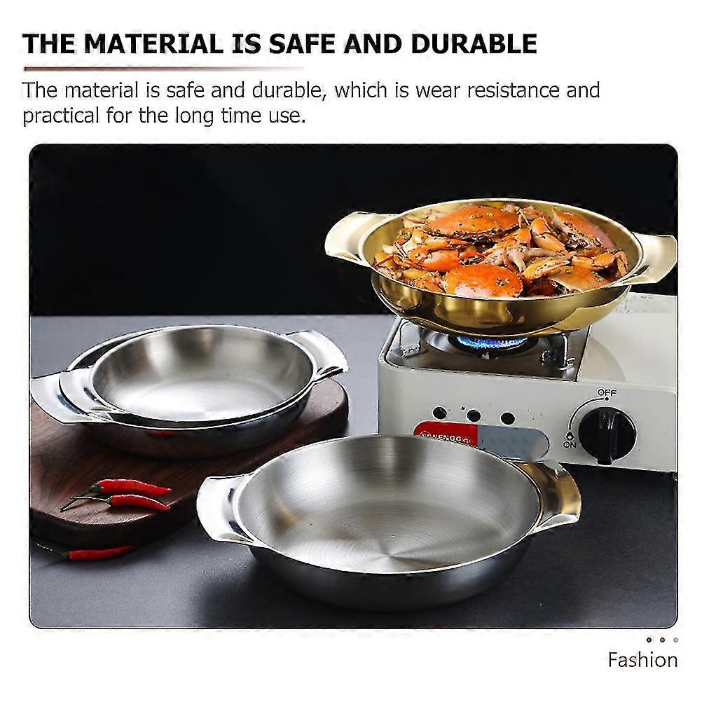 Stainless Steel Pot Double Handle Pan Multi-function Paella Pan Korean ...