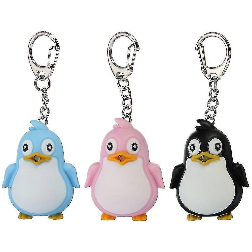 Cute Animal Penguin Led Light With Sound Key Chain Key Ring Torch Xmas ...