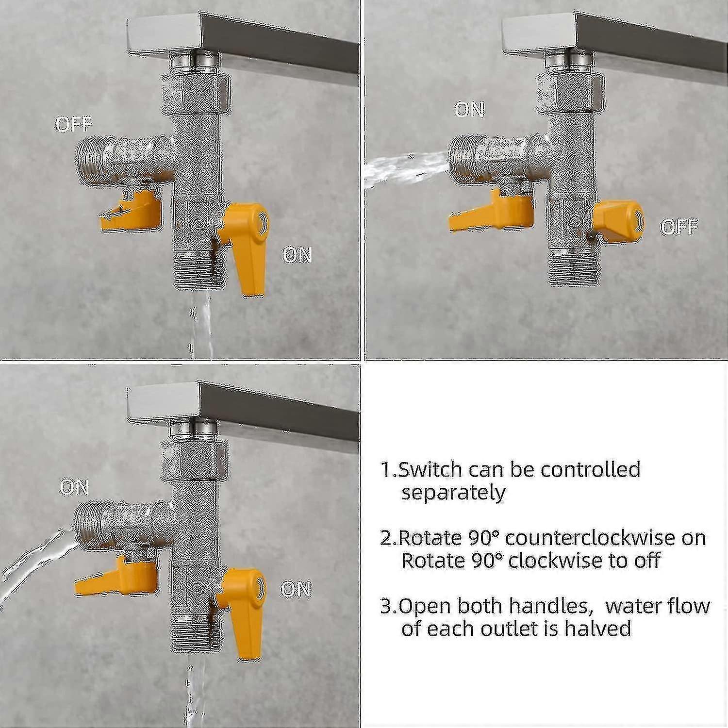 3 Way Valve 1/2 T Fitting Hand Shower And Overhead Shower Shower Arm 3 ...