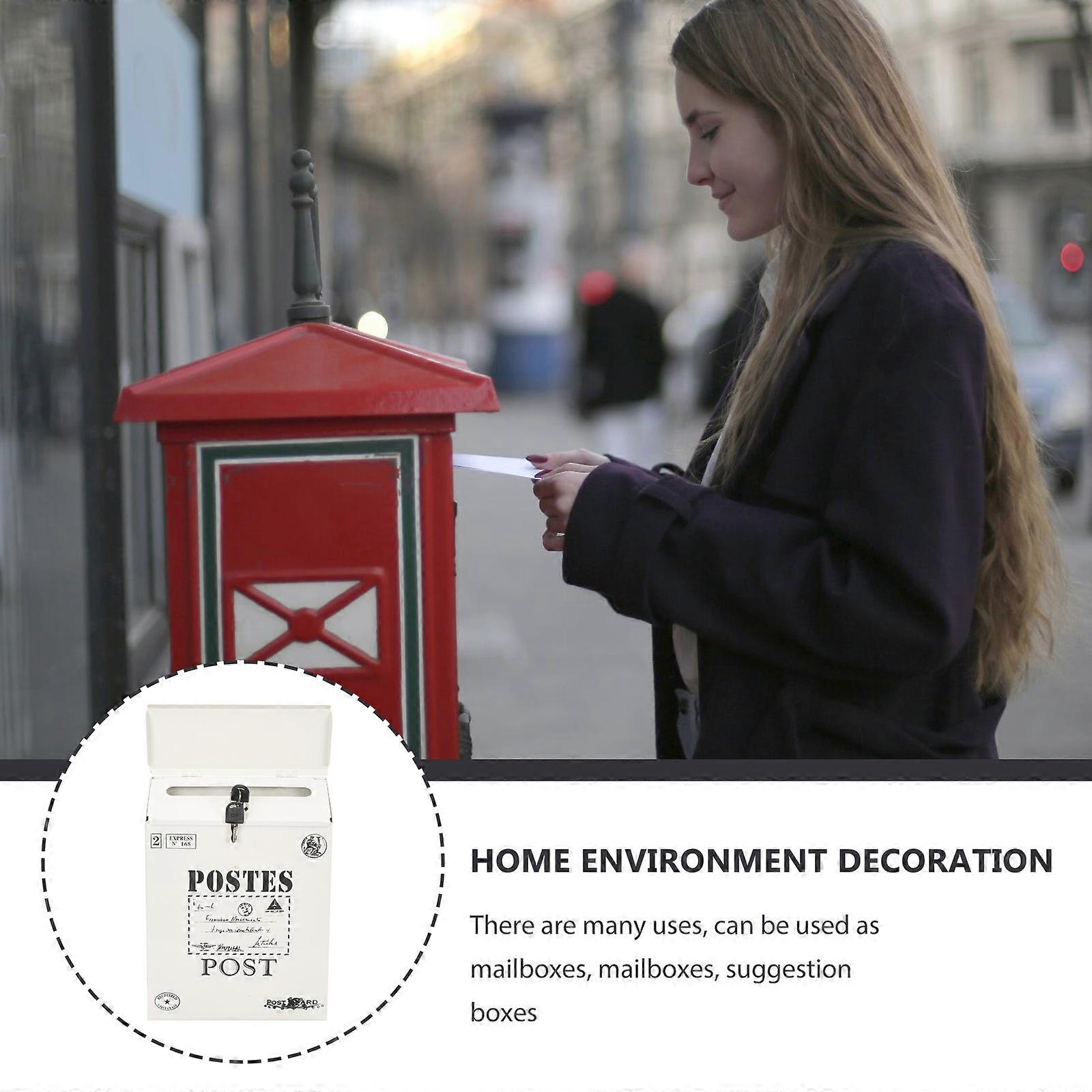 Lock Mailbox Retro Letter Box Wall Mount Letter Box Newspaper Mailbox ...