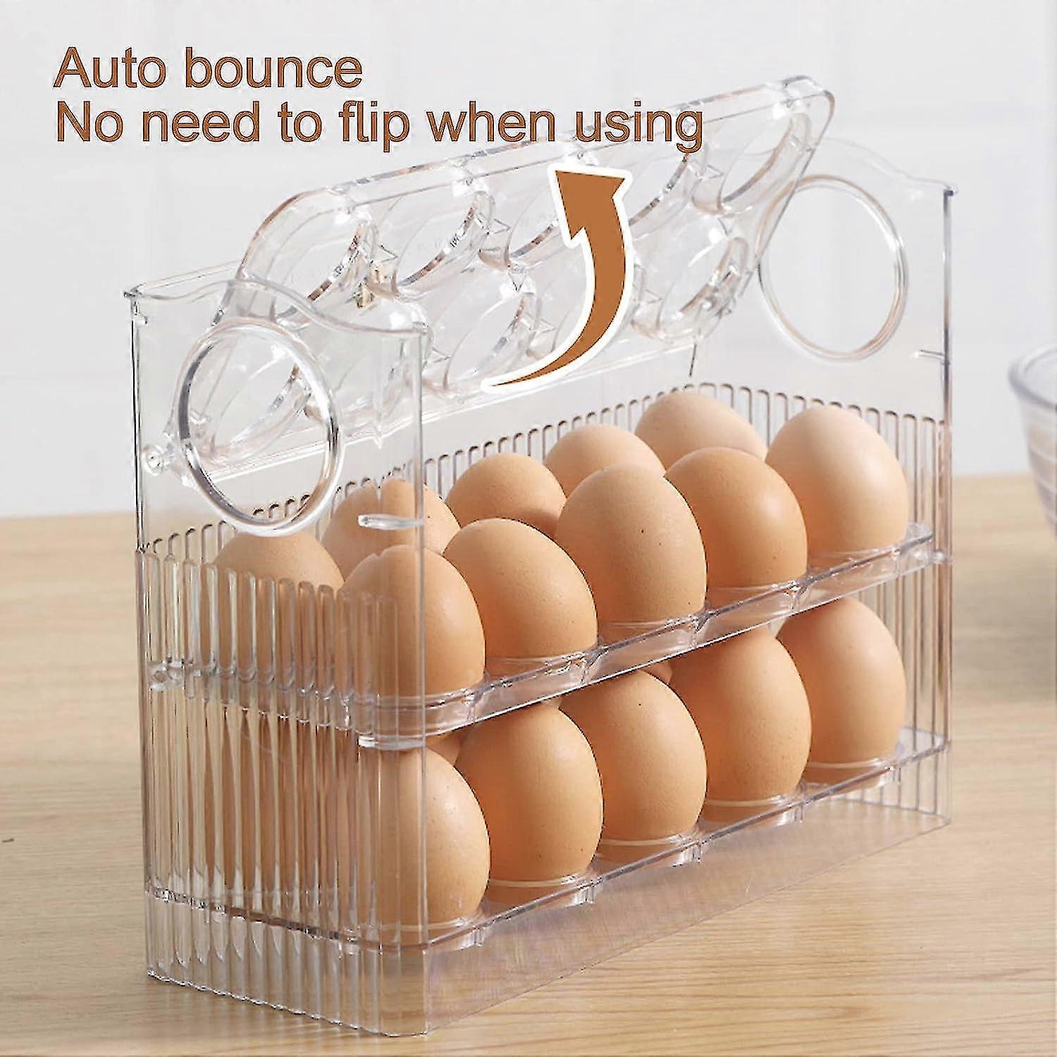 Egg Holder For Refrigerator, 3-layer Flip Egg Holder Egg Storage ...
