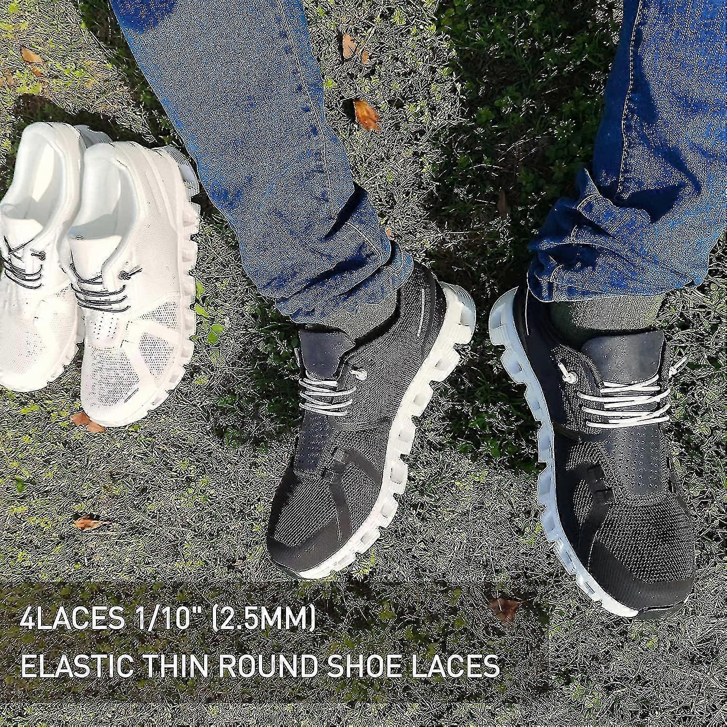 Ndtezugt 2 Pairs 1/10" (2.5mm) Elastic Thin Shoe Laces, Stretch Round ...