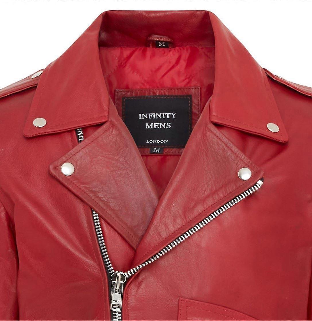 Mens Retro Brando Quilted Leather Biker Jacket Vintage Motorcycle Style ...