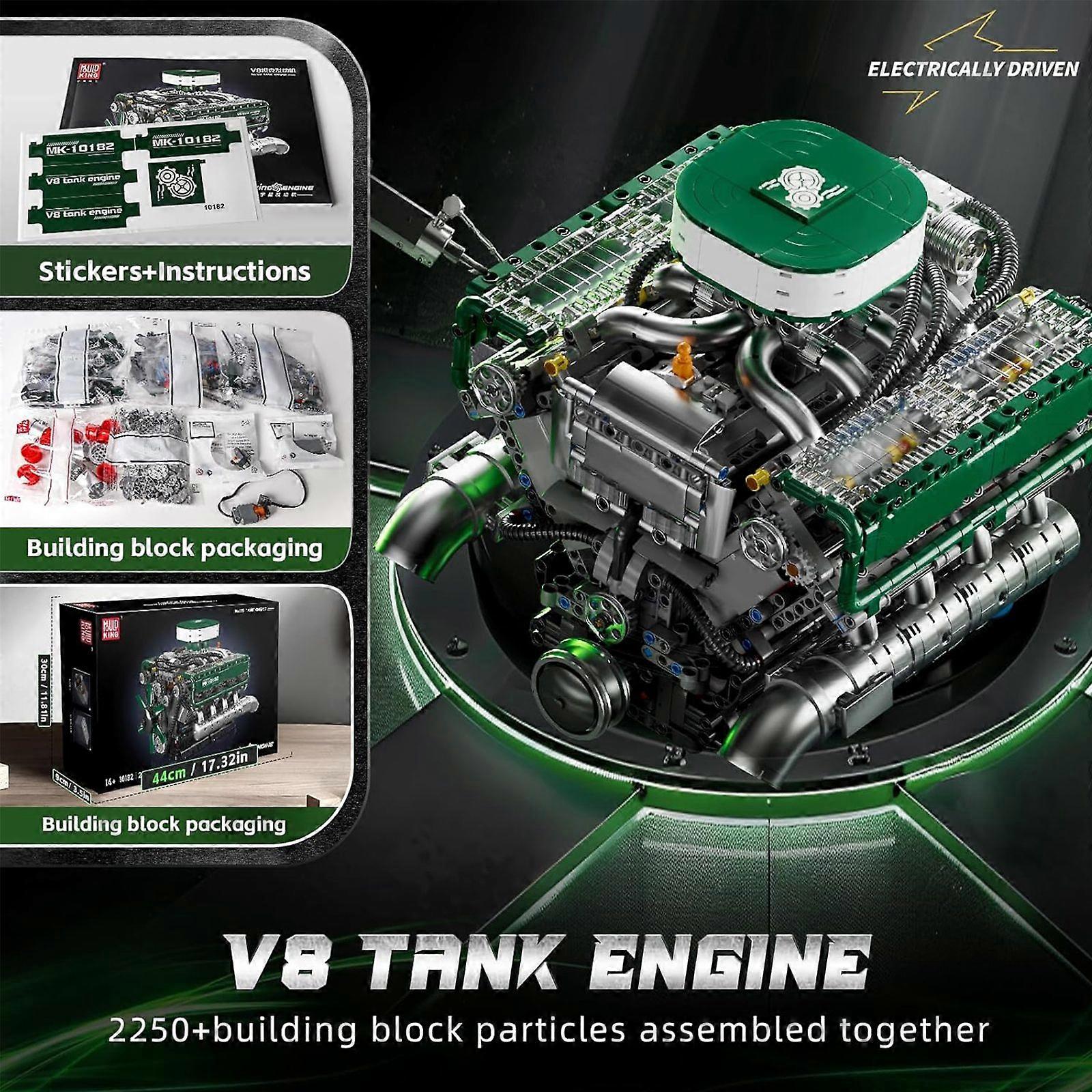 Mould King V8 Engine Model Kit, V8 Tank Engine Building Block with ...