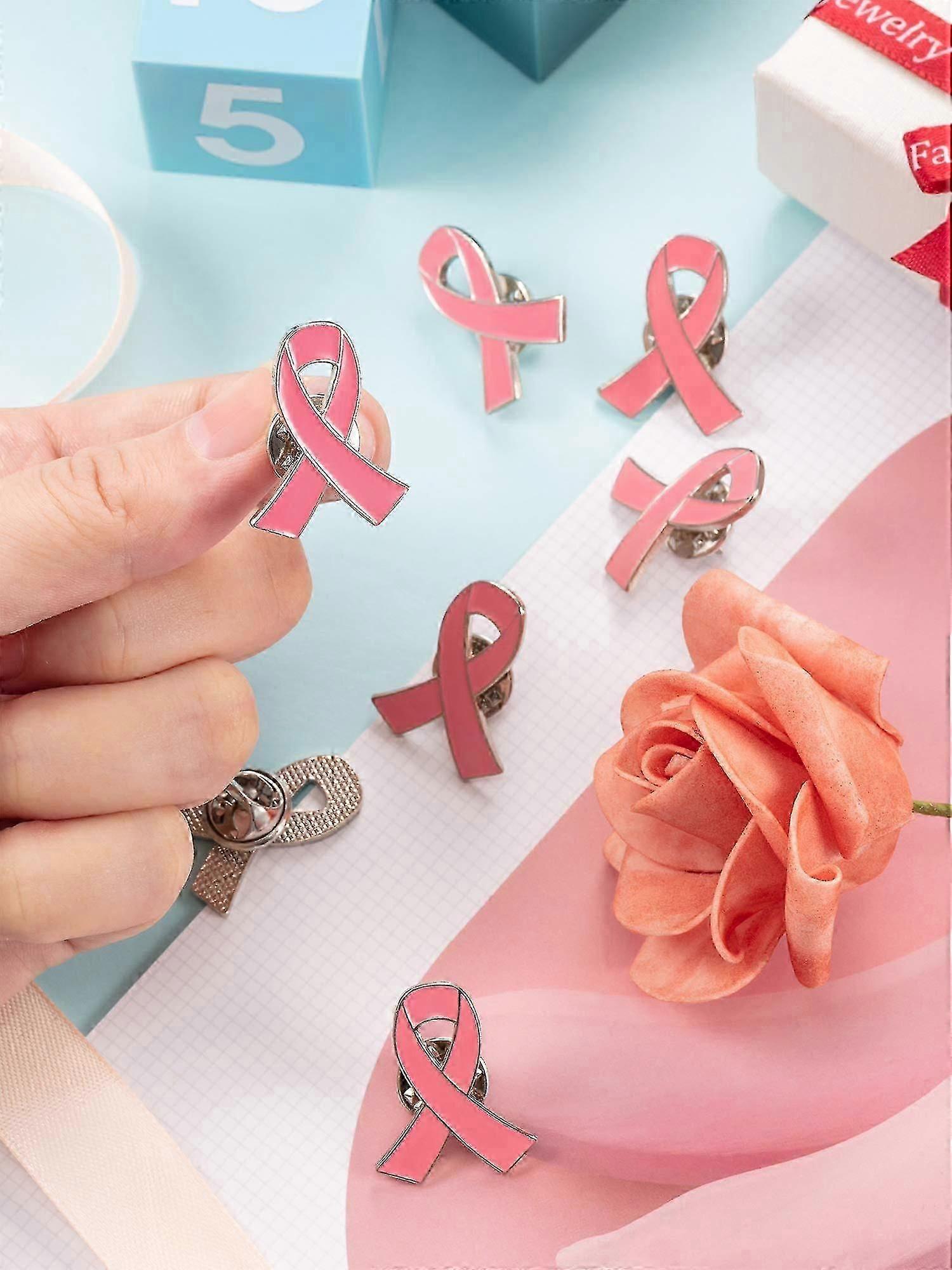 25pcs Pink Ribbon Breast Cancer Awareness Lapel Pins Brooch for Women ...