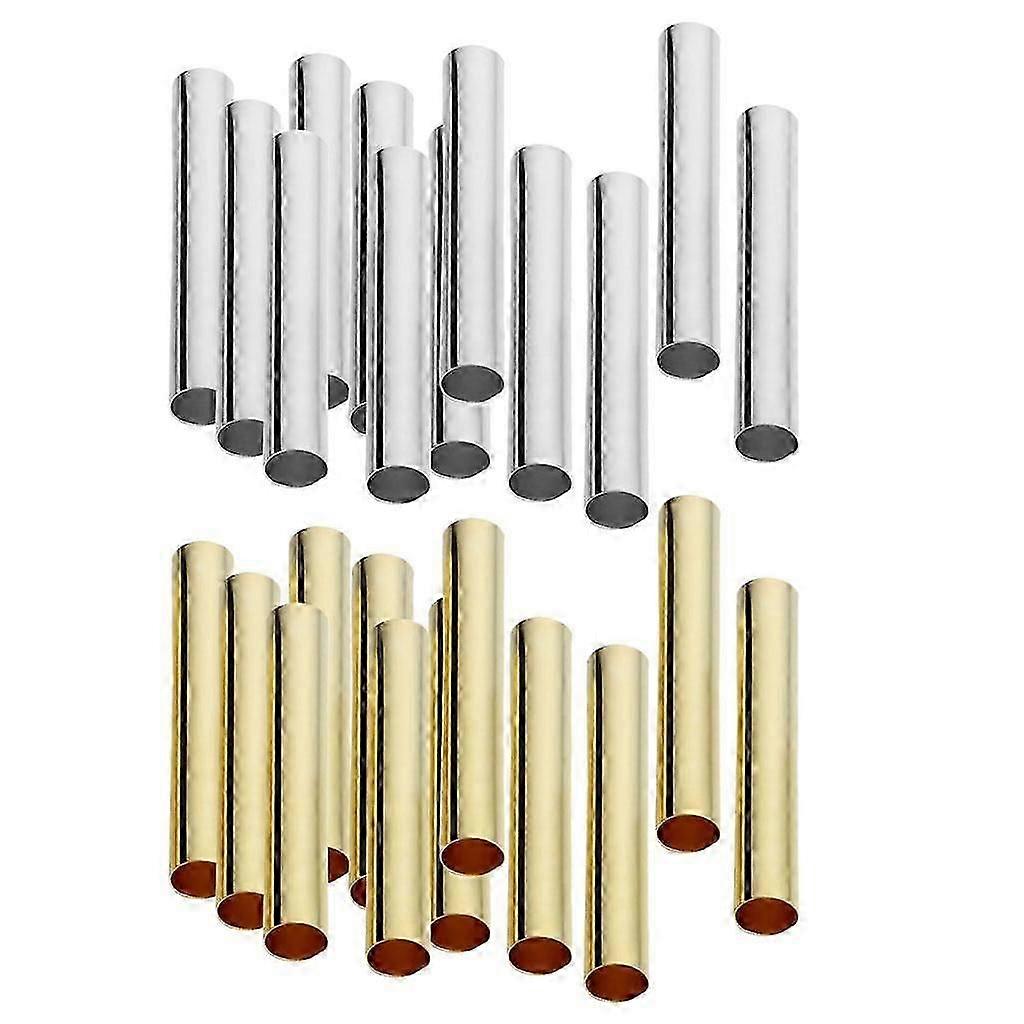 100Pcs Copper Straight Smooth Long Tube Beads 30mm, 4mm Golden | Fruugo UK