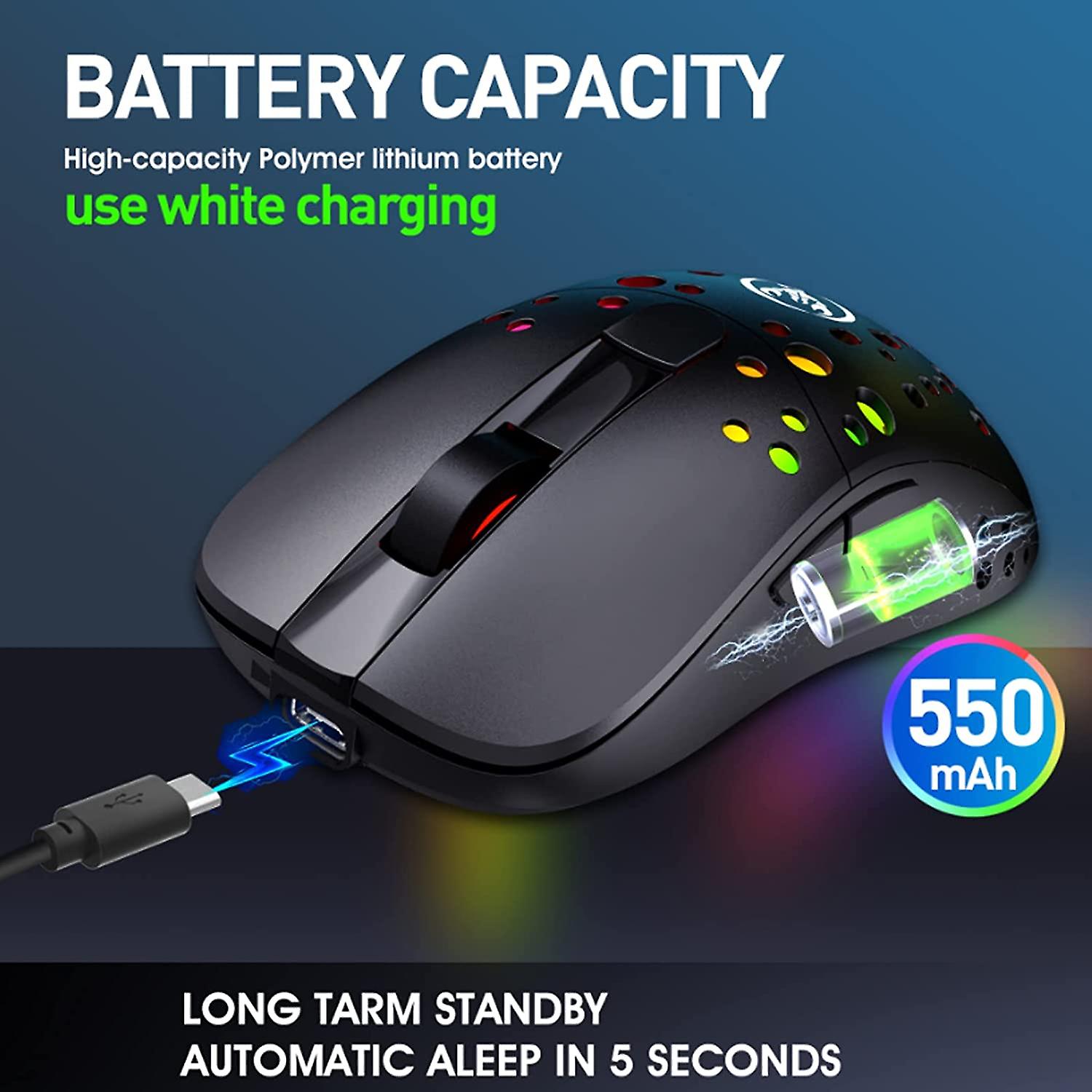 Gaming Mouse, 2.4g Wireless And Usb Wired Dual Mode Rechargeable Mouse ...