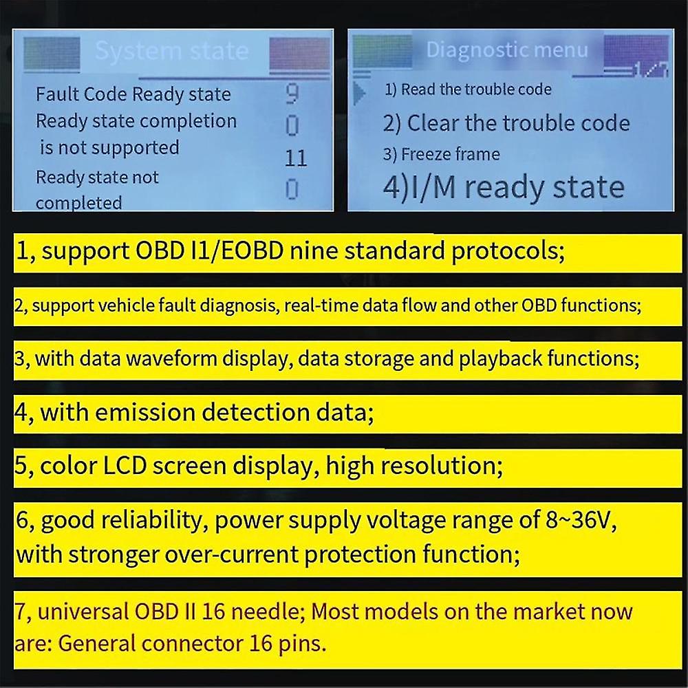 V100 bildiagnostiske værktøjer Digital Display Scanner Universal Obd2 ...