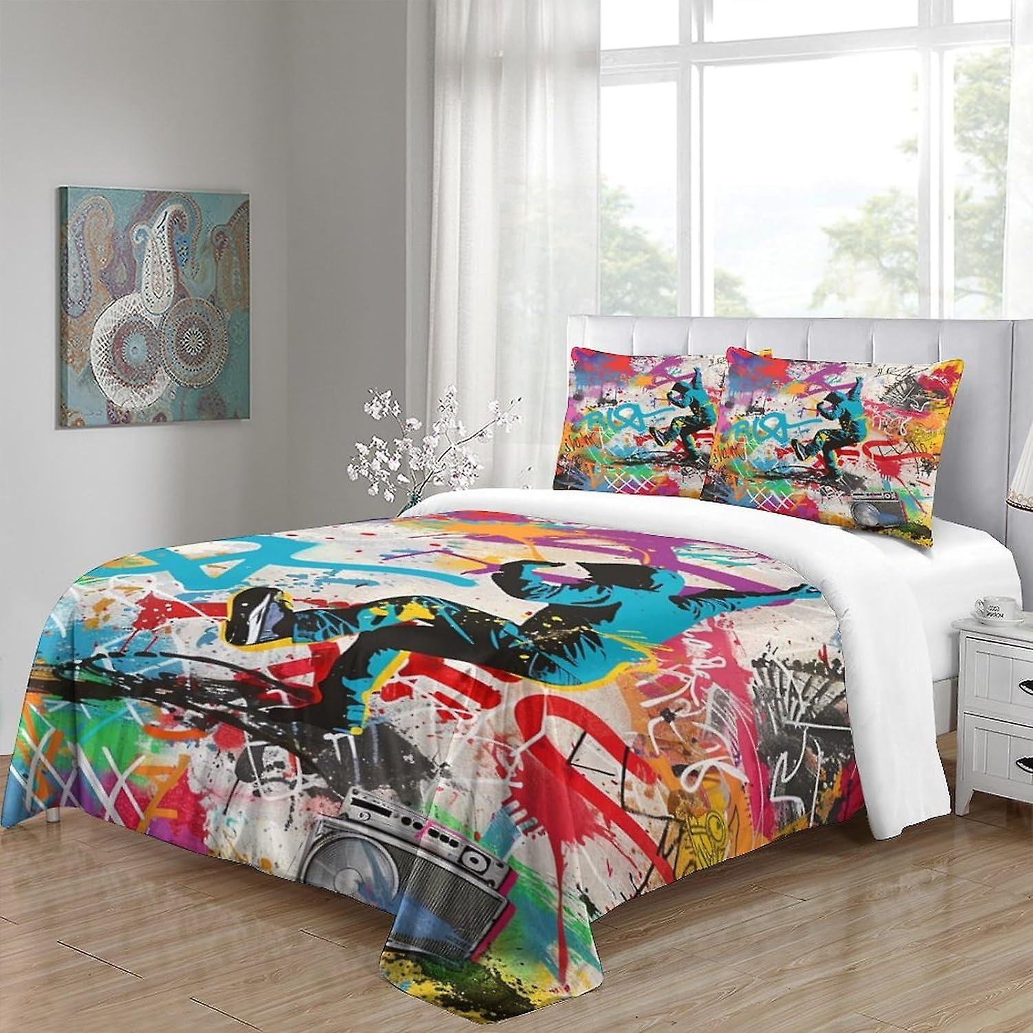 Graffiti Style Quilt Cover Duvet Cover for Boys Girls Comforter Covers ...