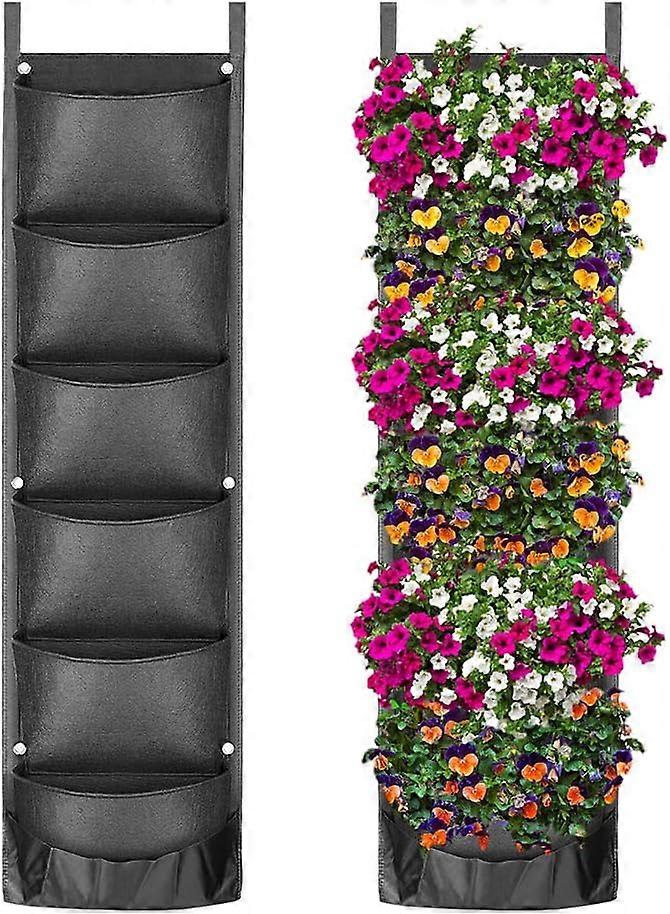 Vertical Planting Bag 6 Pockets Wall Mounted Hanging Planter Vertical ...