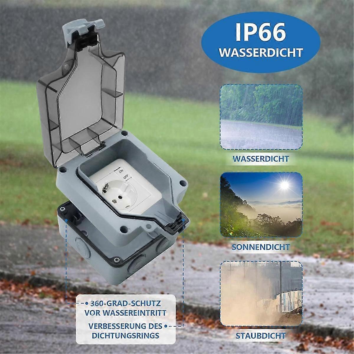 Outdoor Socket Waterproof Socket 1-Way Outdoor Socket IP66 with Switch ...