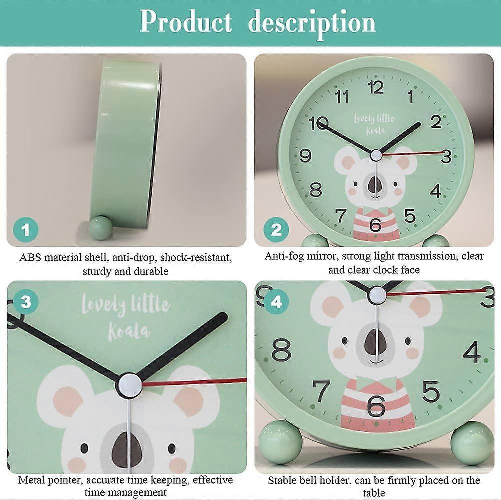 Children's Alarm Clock for Girls Boys, Cute Cartoon NonTicking Snooze ...