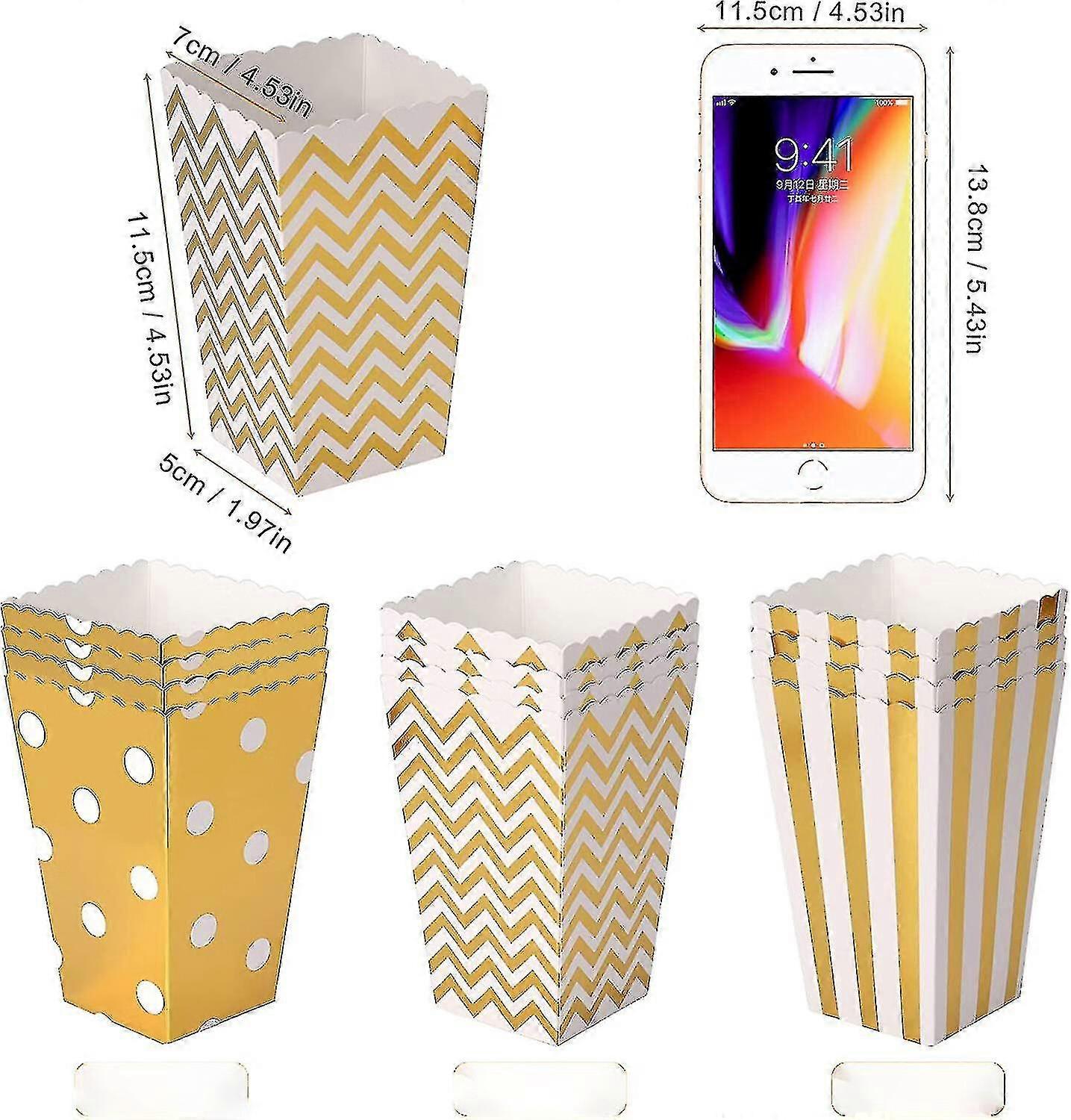Gold - Popcorn Box 120 Popcorn Boxes Paper Bag Birthday Party (stripes ...