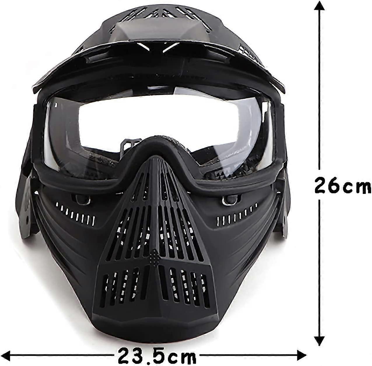 Airsoft Mask Full Face Masks Tactical Protection Gear with GlassesBlack ...