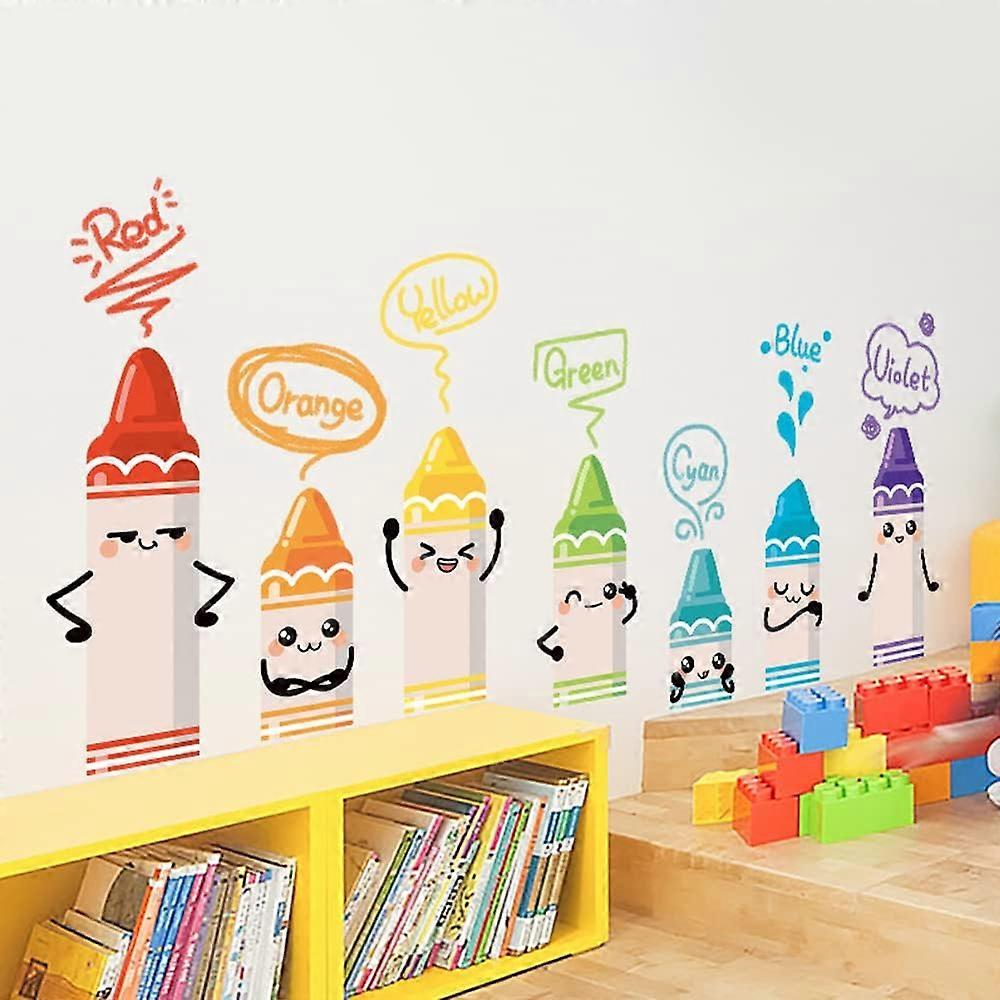 1 pcs Crayon Color Wall Decals for Kids Rooms - Cartoon Wall Stickers ...