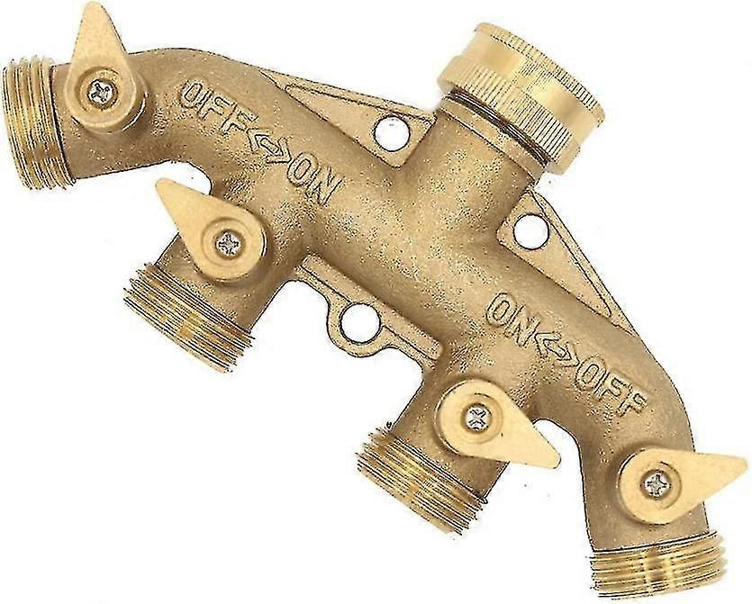 4 Way Brass Faucet Manifold Garden Hose Connector, Individual Brass ...