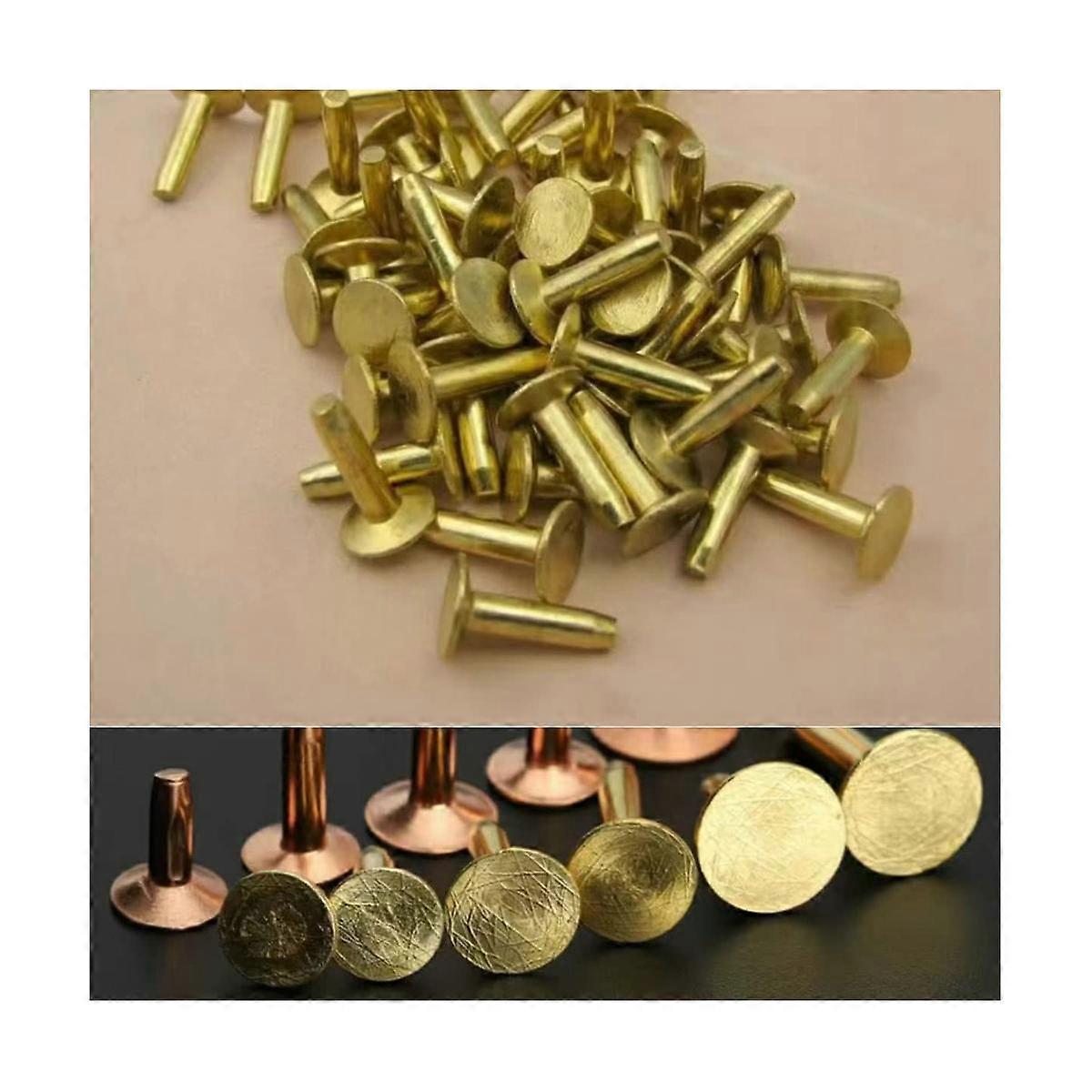 42Pcs Copper Rivets and Burrs Set,Leather Rivets Fastener Install ...