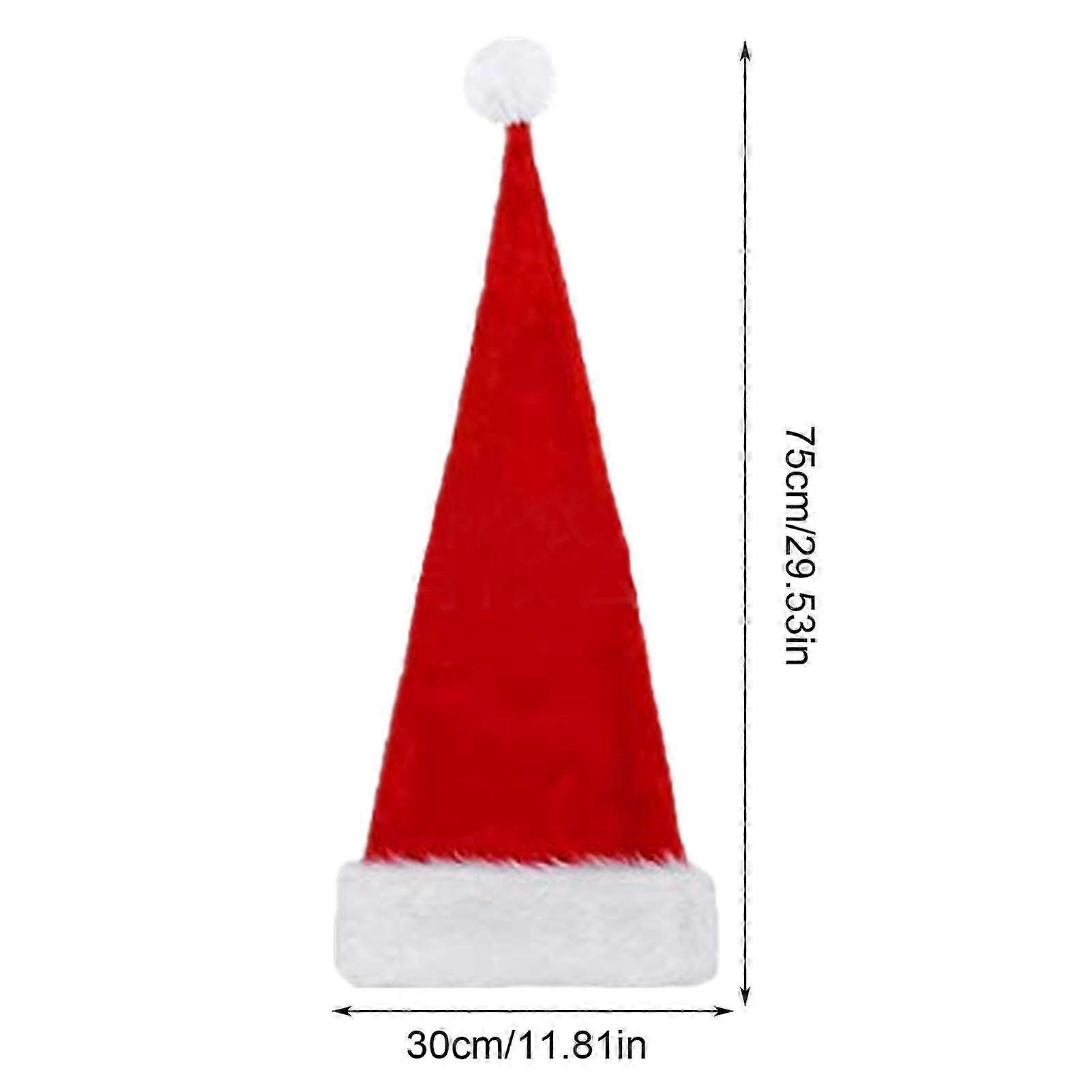 Santa Hat for Adults Unisex Velvet Comfort Extra Thicken Xmas Hat Christmas New Year Festive ...