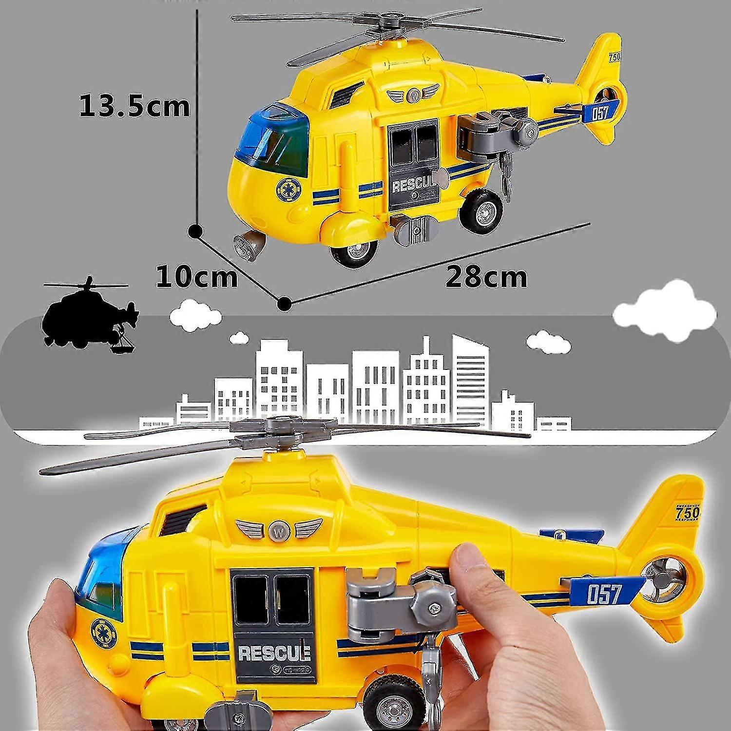 Rescue Helicopter Toy With Light And Sound Push And Go Cars Educational ...