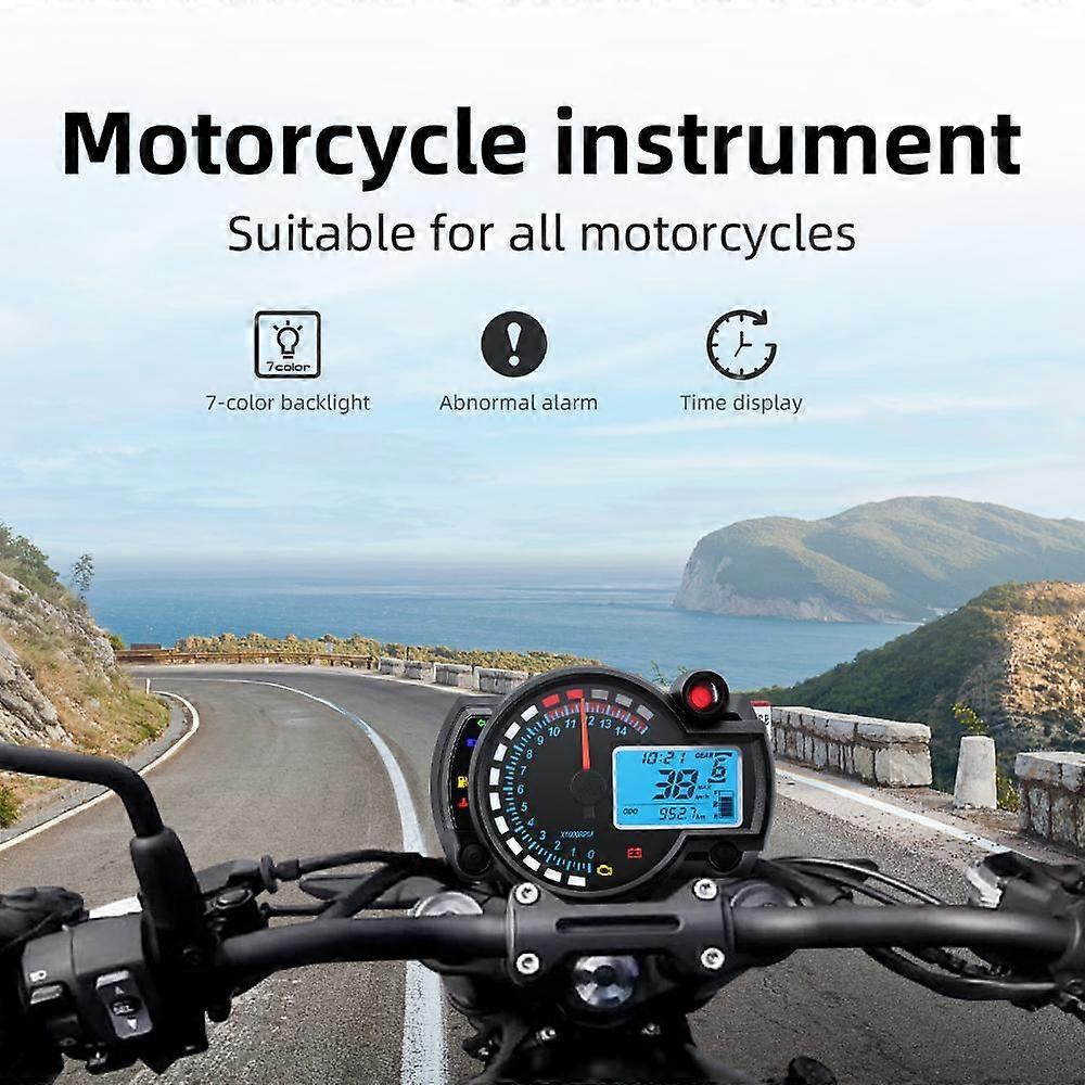 Universal LCD Digital Motorcycle Odometer Speedometer 12V Motorcycle ...