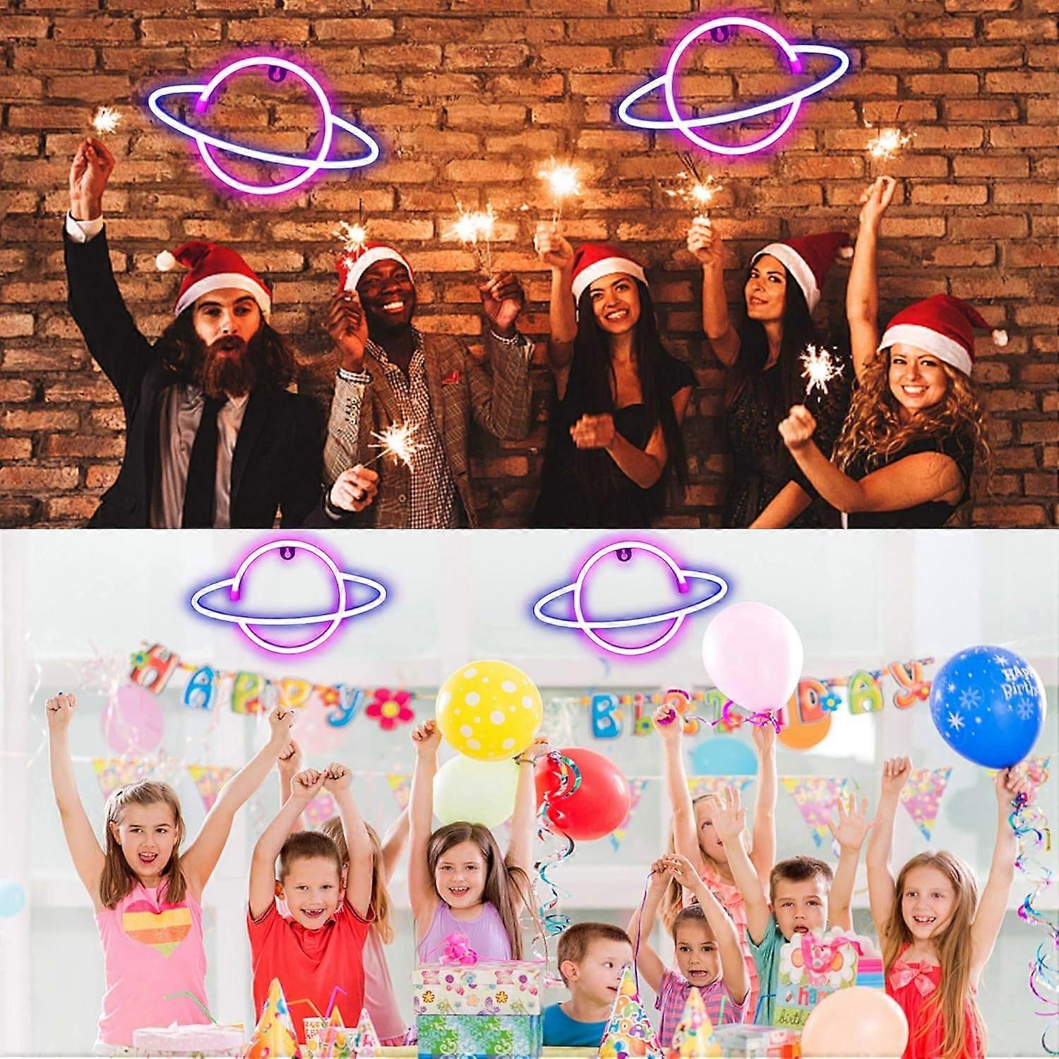 Neon Signs Planet Lights for Bedroom Wall Decor Battery & USB Powered ...