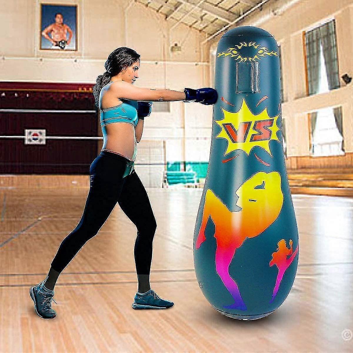 Children's Inflatable Punching Bag Freestanding Boxing Ball Bounces ...