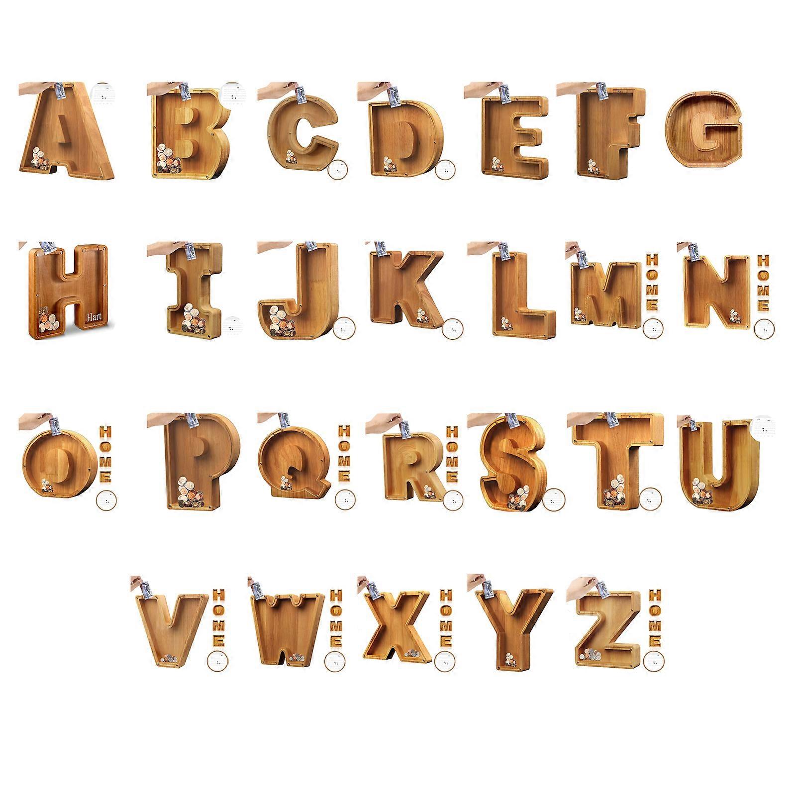 Wooden Personalized Piggy Bank Toy Alphabet Money Jar Coin Gifts ...